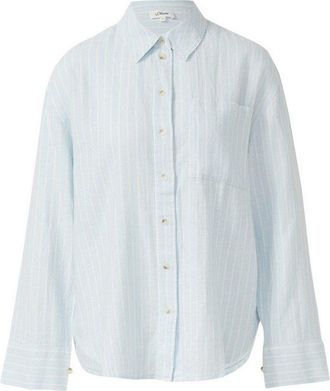 s.Oliver Langarmbluse Bluse Gestreifte Bluse aus Leinenmix