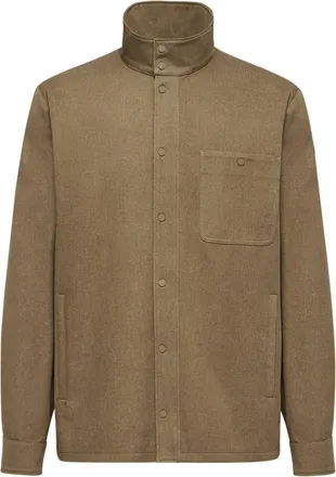 Moncler Moncler Veste En Coton &Agrave; Logo En Cuir, Homme, Vert, Taille: Xxl