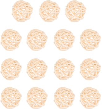 BESPORTBLE Nat&uuml;rliche Rattankugeln 3cm 15 St&uuml;ck Beige Aromatherapie Dekoration und Vasenf&uuml;llung f&uuml;r Tischdeko Selbstgemacht Bastelidee und Festliche Wohnraumgest