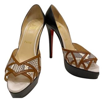 Christian Louboutin Python & Leather Platform Pumps Size 36