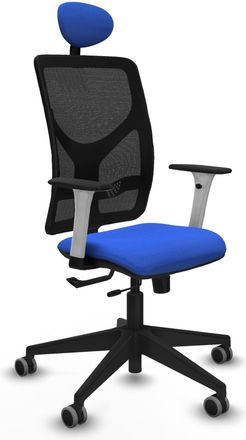 Piqueras y Crespo Stuhl aus Pc Blau, mit wei&szlig;en und schwarzen Armlehnen, h&ouml;henverstellbarer Lendenwirbelst&uuml;tze und festem Kopfteil, ausgestattet mit Syncro/Traslack und