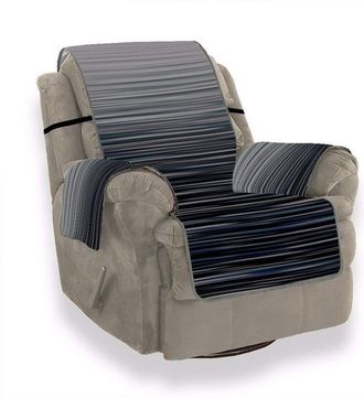 A.Monamour Sofabezug Sofa&uuml;berwurf Sesselschoner Abstrakte 3D-Kunst Horizontale Bunte Streifen Gestreift Samt Sesselbezug Sesselhusse Sessel Abdeckung Sesselschut