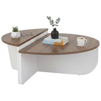 Dmora Wohnzimmertisch Feglino, Niedriger Wohnzimmertisch, Kaffeeregal, Couchtisch f&uuml;r Sofa, 90x60 h35 cm, Walnuss und Wei&szlig; - Dmora