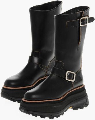 sacai Leather Platform Boots with Vibram Sole size 40