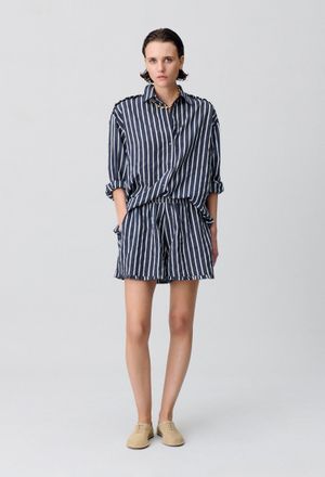 Claudie Pierlot Kurzes gestreiftes Volantkleid