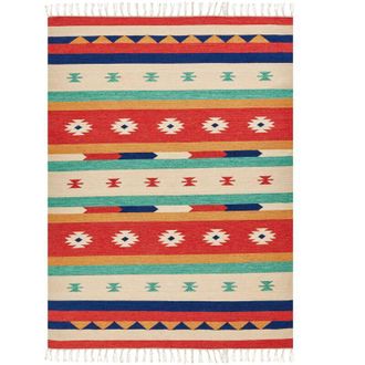 Beliani Teppich MARGARA Bunt 140 x 200 cm Baumwolle Kelim