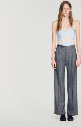 Sandro Pantalon &agrave; carreaux strass&eacute; laine