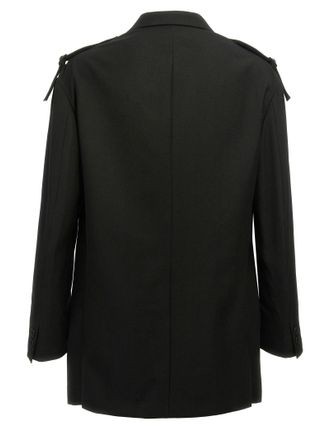 Yohji Yamamoto Strap-Shoulder Wool Blazer - Black