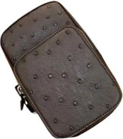 Generic Sac cabas pour femme, authentique sac bandouli&egrave;re homme en cuir dautruche v&eacute;ritable, pochette mini-pochette pour t&eacute;l&eacute;phone portable, &eacute;tui zipp&eacute; en cui