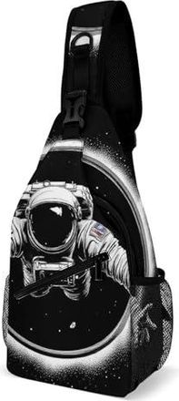 Generic Sacoche Port&eacute; &eacute;paule Art des astronautes de lespace L&eacute;ger Sac De Poitrine Polyester Cross Body pour Homme Camping &eacute;cole
