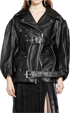 Simone Rocha Femme, Vestes, Noir, Taille: 36 FR Puff Sleeve Multi Belt Biker Jacket