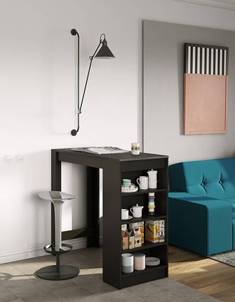 TemaHome home24 Bartisch Aravis 115 x 103 x 50cm Schwarz/Beton Dekor/Schwarz