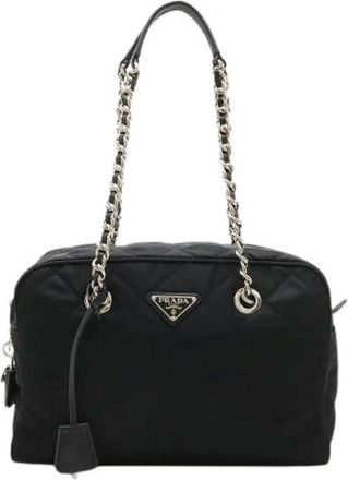 Prada Pre-owned Sac bandouli&egrave;re Impuntu Chain - Femme - Pre-owned - Noir - Taille: ONE Size