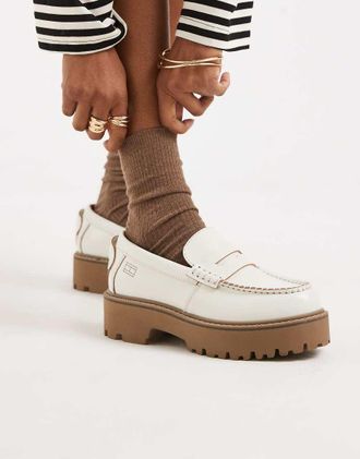 Tommy Jeans Archive - Loafer aus Echtleder in Elfenbein-Wei&szlig;