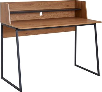 Beauty.Scouts Schreibtisch Hedda Eiche 120cm lang mit Ablage Arbeitstisch Office PC-Tisch Bürotisch Medienzimmer Tisch Computertisch modern elegant Arbeitszimmer