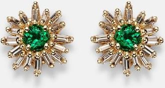 Suzanne Kalan Ohrringe aus 18kt Gelbgold mit Diamanten und Smaragden