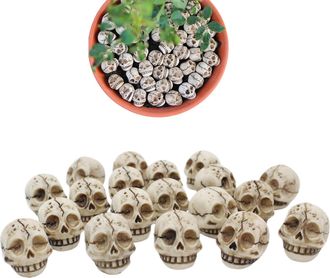 Generic Totenkopf-Statue, 20 Stück, Skelett-Skulptur, Kunstharz, klein, für Miniatur-Landschaftsbau, Halloween, Easter, Festival, Buchschelf
