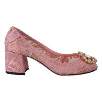 Dolce & Gabbana Pastellrosa Spitze Kristall Pumps - - Shoes - Damen - Rosa - 37 EU