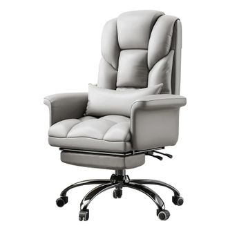 Generic Ergonomischer Chefsessel mit Fu&szlig;st&uuml;tze, drehbar, aus PU-Leder, 360&deg; drehbare Rollen, einfache Montage