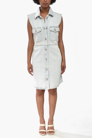 Off-white PERMANENT Light-Wash Denim Midi Shirt Dress DIAG Off-White