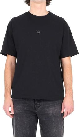 A.P.C. A.p.c., Homme, Tops, Noir, Taille: M Boxy Micro Logo T-shirt