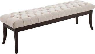 Clp Banquette El&eacute;gante Ramses en Tissu I Assise avec Coutures D&eacute;coratives I Banc Design avec Pieds en Bois Antique Sombre, Couleur:cr&egrave;me, Taille:150 cm