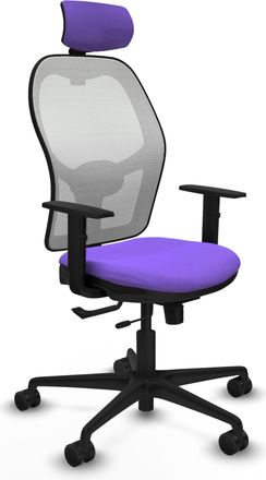 Piqueras y Crespo Ergonomischer 24-Stunden-Stuhl mit 1D-Armen, h&ouml;henverstellbare Lendenwirbelst&uuml;tze und h&ouml;henverstellbares Kopfteil, Wei&szlig;/Lila