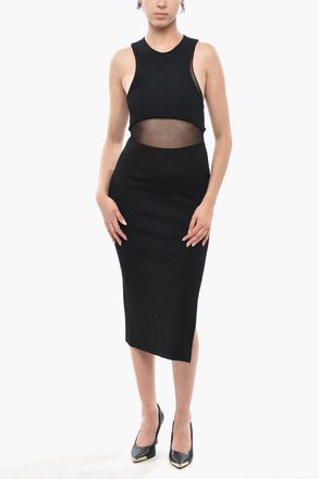 Stella McCartney Sleeveless Knit Sheath Dress With Mesh Insert Stella McCartney