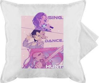 Shirtracer Kissenbezug - Anime Kissen - Sing. Dance. Hunt. - Kost&uuml;m K-Pop Merch - 50 x 50 cm - Wei&szlig; - k pop Demon Hunter Pillow case kpop Hunters bezug d&auml;mon j&auml;g