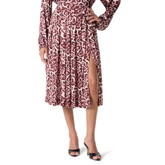 The Drop Pleated Skirt with Slit Rock, Leopardenmuster, XS