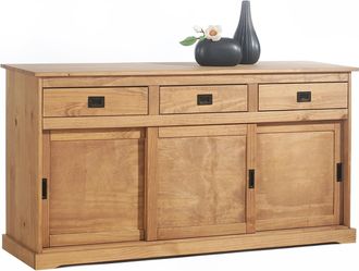 IDIMEX Sideboard Savona Kommode mit 3 T&uuml;ren und 3 Schubladen, Massivholz, Eiche Farben, Buffetschrank, Geschirrschrank, Massivholz