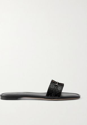 Tom Ford Claquettes En Cuir Effet Serpent &Agrave; Ornements - Noir