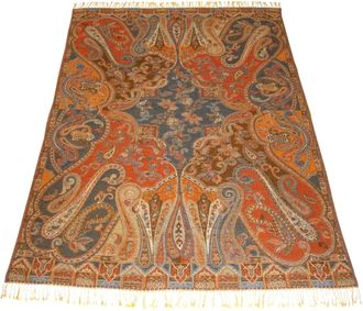 Lorenzo Cana Premium Wolldecke Landhausdecke aufwändig Jacquard gewebtes Paisleydesign Muster flauschig weich Decke 100% Wolle Wohndecke Sofadecke 96207