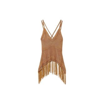 Twinset Top Konten und Fransen Twinset - S - - Tops - Damen - Braun - XS