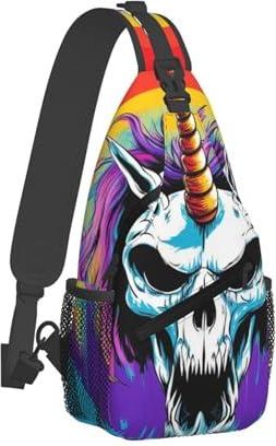 Generic Casual Sacoche Homme Bandouliere Cheval Rainbow dHalloween Mers Zombie Sac Bandouli&egrave;re Antivol Cross Body pour Homme Cyclisme &eacute;cole