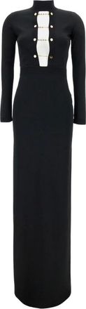 Elisabetta Franchi Femme, Robes, Noir, Taille: 36 FR Robe en Maille Viscose avec Boutons de Manchette Bijou