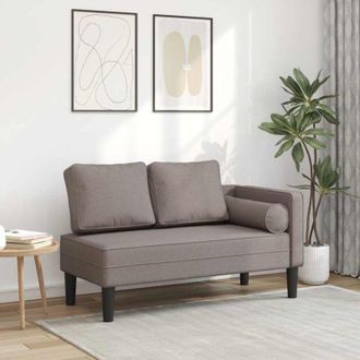 vidaXL Chaise longue avec coussins taupe tissu - Vidaxl