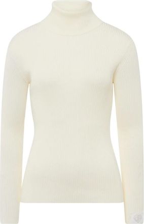 Marc Aurel Femme, Pulls, Beige, Taille: 36 FR Pull en maille c&ocirc;tel&eacute;e avec logo en cristal