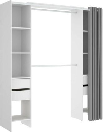 Dmora Dmora - Armoire Resegone, Structure pour dressing, Cintre ouvert, 180x50h205 cm, Blanc et Gris, avec emballage renforcé