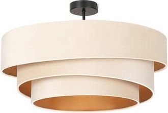 Lindby Plafonnier Tissu Jusari à intensité variable (Moderne) en Beige Textile e. a. pour Salon & Salle manger (à 3 lampes, E27) Luminaire Lampe Plafond Ecle