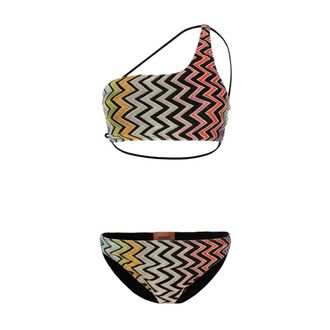 Missoni One-Shoulder Bikini mit doppelten Bindeb&auml;ndern - - Swimwear - Damen - Mehrfarbig - L