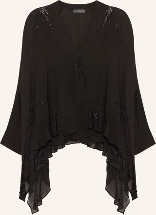 Elena Miro Elena Miro Blusenshirt Mit Schmucksteinen Und Volants schwarz