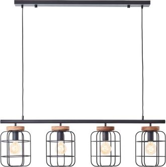 Brilliant lampe Gwen suspension 4 Ampoules noir acier/bois aluminium noir 4x A60, E27, 40 w