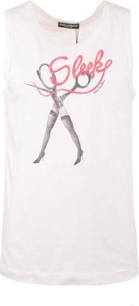 Dolce & Gabbana Homme, Tops, Blanc, Taille: M T-shirt sans manches &eacute;l&eacute;gant