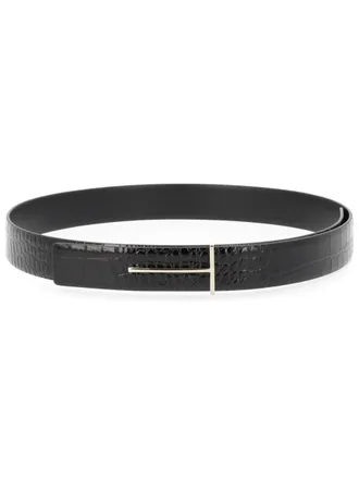 Tom Ford T Buckle Leather Belt - Black
