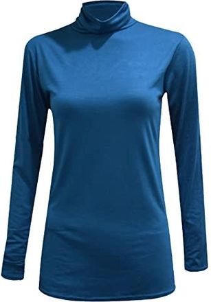 WearAll Polo uni à manches longues et col roulé pour femme - Noir - 46