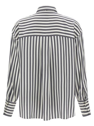 Brunello Cucinelli Two-Tone Striped Silk Shirt - Gray