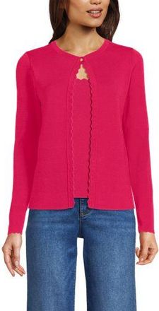 Lands End Cardigan mit Muschelrand, Damen, Größe:48-50 regular, Pink, Viskose/Viskose-Mischung/Polyester-Mischung, by Lands End