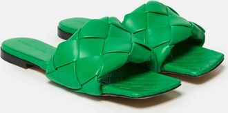 Bottega Veneta Green Leather Slides Size 38.5