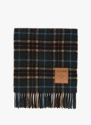 Ganni Echarpe &agrave; carreaux en laine